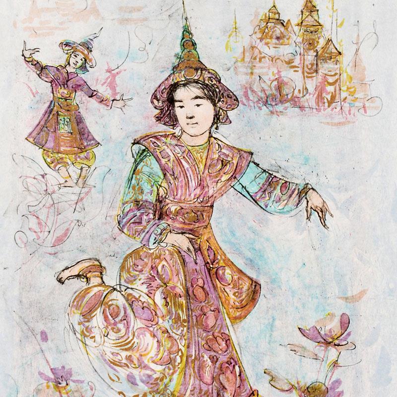 "Thai Dancers" Expressionism - Edna Hibel Gallery - 178826 | Qart.com