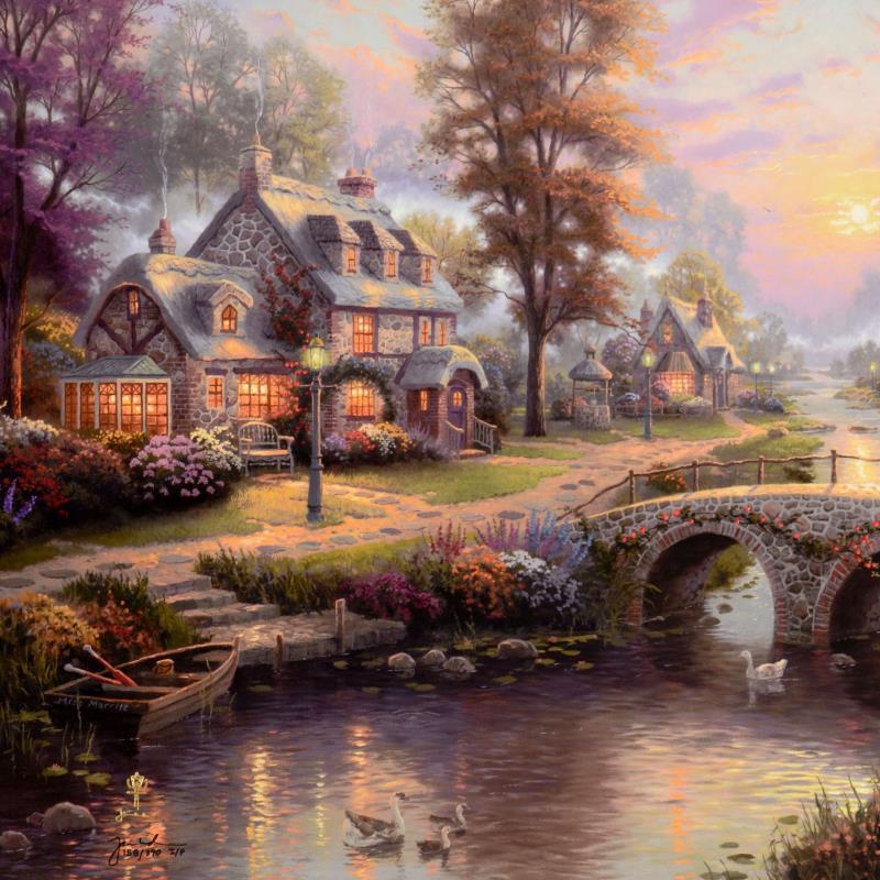 "Sunset on Lamplight Lane (Lamplight Lane VII)" Impressionism - Thomas ...